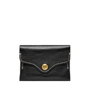 fossil women's heritage leather wallet card case, black (model: sl8230001)