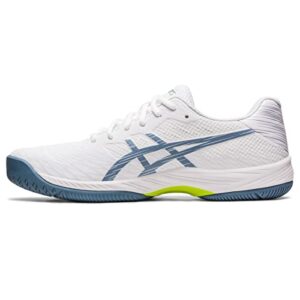 asics men's gel-game 9 tennis shoes, 10.5, white/steel blue