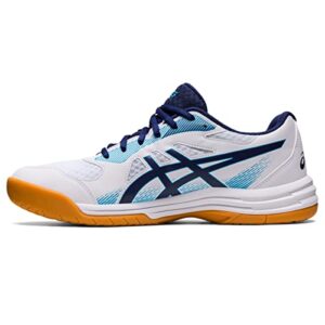 asics men's upcourt 5 court shoes, 11.5, white/indigo blue