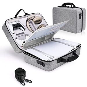 keten ps-5 case with hard shell, play-station 5 travel case, protective travel bag holds console, controllers, base and accessories, shockproof, waterproof and scratchproof