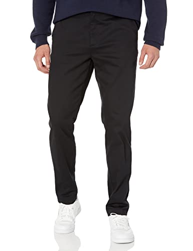 Amazon Essentials Men's Slim-Fit Wrinkle-Resistant Flat-Front Stretch Chino Pant, Black, 32W x 32L