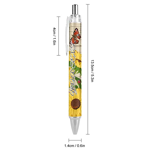 Personalized Custom Sunflower Butterfly Wood Pens with Stylus Tip, Customized Engraving Ballpoint Pens with Name Massage Text Logo, Gift Ideas for School Office Business Birthday Graduation Anniversar