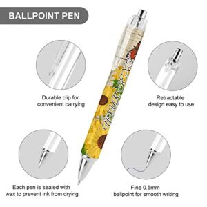 Personalized Custom Sunflower Butterfly Wood Pens with Stylus Tip, Customized Engraving Ballpoint Pens with Name Massage Text Logo, Gift Ideas for School Office Business Birthday Graduation Anniversar