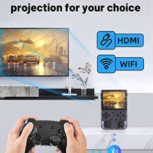 RG353V Handheld Game Console , Dual OS Android 11 and Linux System Support 5G WiFi 4.2 Bluetooth Moonlight Streaming HDMI Output Built-in 64G SD Card 4452 Games (RG353V-Purple)