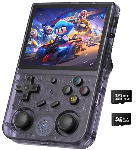 RG353V Handheld Game Console , Dual OS Android 11 and Linux System Support 5G WiFi 4.2 Bluetooth Moonlight Streaming HDMI Output Built-in 64G SD Card 4452 Games (RG353V-Purple)