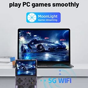 RG353V Handheld Game Console , Dual OS Android 11 and Linux System Support 5G WiFi 4.2 Bluetooth Moonlight Streaming HDMI Output Built-in 64G SD Card 4452 Games (RG353V-Purple)