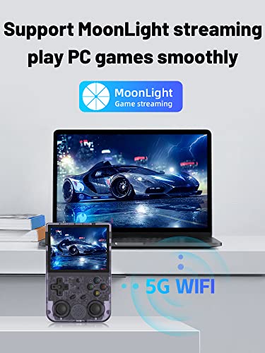 RG353V Handheld Game Console , Dual OS Android 11 and Linux System Support 5G WiFi 4.2 Bluetooth Moonlight Streaming HDMI Output Built-in 64G SD Card 4452 Games (RG353V-Purple)