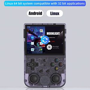 RG353V Handheld Game Console , Dual OS Android 11 and Linux System Support 5G WiFi 4.2 Bluetooth Moonlight Streaming HDMI Output Built-in 64G SD Card 4452 Games (RG353V-Purple)