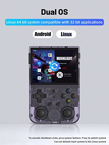 RG353V Handheld Game Console , Dual OS Android 11 and Linux System Support 5G WiFi 4.2 Bluetooth Moonlight Streaming HDMI Output Built-in 64G SD Card 4452 Games (RG353V-Purple)