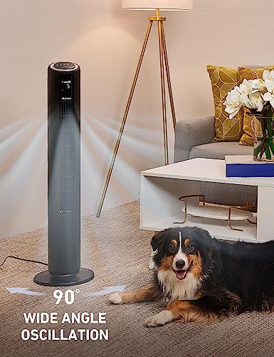 HOLMES 42" Digital Tower Fan with Accent Light, ClearRead Display, High/Low Brightness Level, 90° Oscillation, 5 Speeds, 4 Modes, 8-Hour Timer, Home, Bedroom or Office, Remote Control, Matte Black