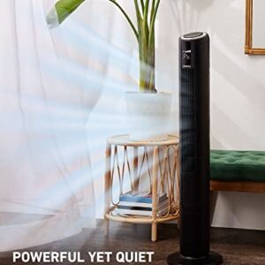 HOLMES 42" Digital Tower Fan with Accent Light, ClearRead Display, High/Low Brightness Level, 90° Oscillation, 5 Speeds, 4 Modes, 8-Hour Timer, Home, Bedroom or Office, Remote Control, Matte Black