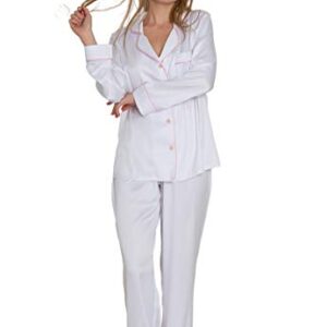 Satin Pajamas Women, Silk Pajamas for Women, Silk Pajama Set for Women, Bridesmaid PJs Bridal Sleepwear Plus Size Womens Night Wear Lightweight Fancy Pyjamas Long White Pyjama Sets Sexy Nightwear