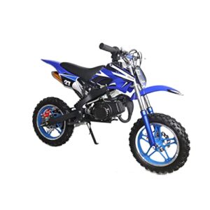 49cc Mini Dirt Bike Pit for Kids 2-Stroke, Off Road Gas Motorcycle for Kids 8-14, Blue