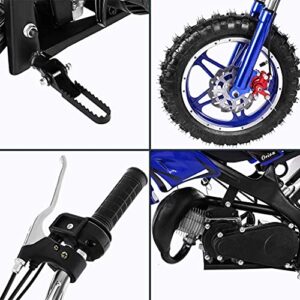 49cc Mini Dirt Bike Pit for Kids 2-Stroke, Off Road Gas Motorcycle for Kids 8-14, Blue