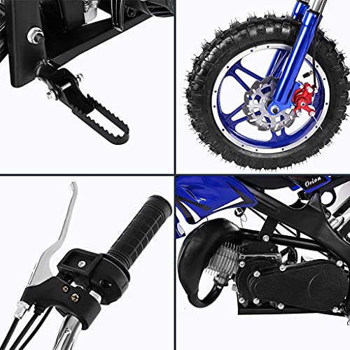 49cc Mini Dirt Bike Pit for Kids 2-Stroke, Off Road Gas Motorcycle for Kids 8-14, Blue