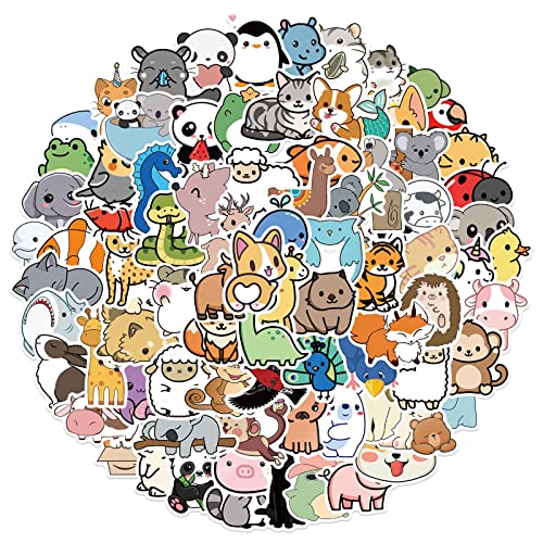 DaoChuang 100 Cute Water Bottle Animal Stickers Kids Love. Aesthetic Small Stickers for Computer, Laptop, Guitar, Skateboards for Kids Teen Girls.Waterproof Vinyl Various Stickers, Sticker Packs