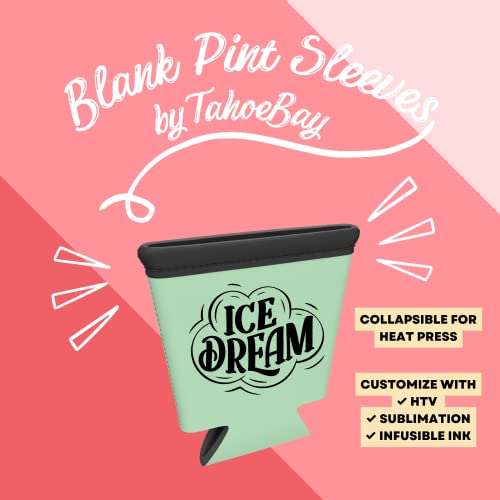 TahoeBay Blank Ice Cream Pint Sleeves (4-Pack) Extra Thick Insulated Neoprene Covers for Tapered Tubs, Customize with Heat Transfer Vinyl and Sublimation (Multicolor)