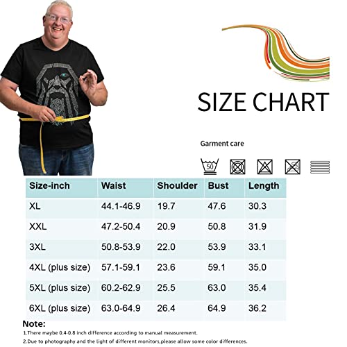 Men's Plus Size Cotton T-Shirts Graphic Tops Tees for Big Tall Man Oversized Short Sleeve T Shirt 6X