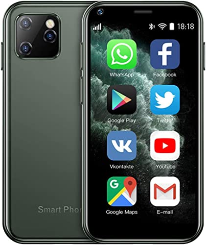 3G Mini Smartphone For Android, Pocket Cell Phone Portable Small Mobile Phone, Micro 2.5" Touch Screen Mini phone Support 3G Internet, WiFi, GPS, Quad Core, For Students, 1580mAh(Dark Night Green)