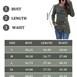 Fall Tops for Women Casual Crew Neck Long Sleeve Pullover Sweaters Green