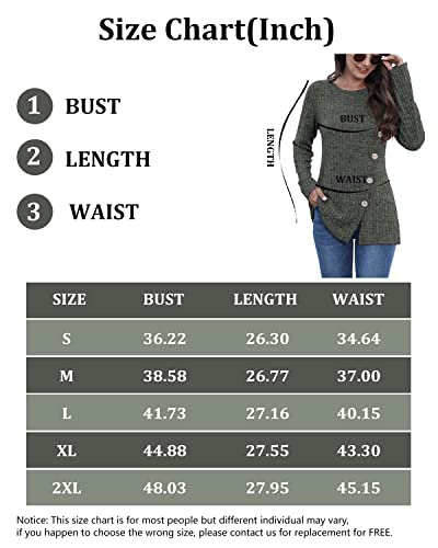 Fall Tops for Women Casual Crew Neck Long Sleeve Pullover Sweaters Green