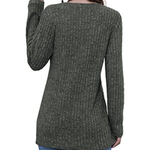 Fall Tops for Women Casual Crew Neck Long Sleeve Pullover Sweaters Green