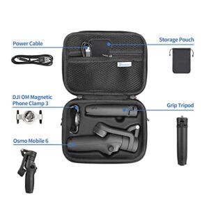 GardTok OM 6 Case, PU Leather Portable Storage Bag With Shoulder Strap, Travel Case for DJI OSMO Mobile 6 Gimbal Stabilizer Accessories