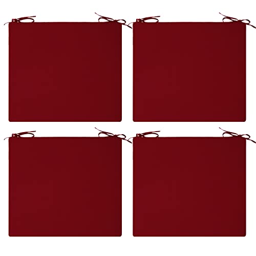 Cozyide Outdoor Chair Cushions, Waterproof Patio Seat Cushions with Adjustable Straps, Square Corner Patio Chair Cushions for Garden, Burgundy, 18.5x16x3 Inch (Pack of 4)