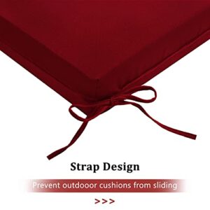 Cozyide Outdoor Chair Cushions, Waterproof Patio Seat Cushions with Adjustable Straps, Square Corner Patio Chair Cushions for Garden, Burgundy, 18.5x16x3 Inch (Pack of 4)