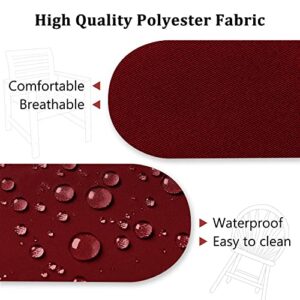 Cozyide Outdoor Chair Cushions, Waterproof Patio Seat Cushions with Adjustable Straps, Square Corner Patio Chair Cushions for Garden, Burgundy, 18.5x16x3 Inch (Pack of 4)