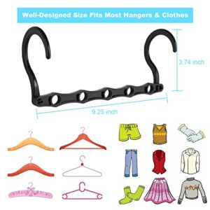 Space Saving Hangers, 10PCS Magic Hangers, 5 Holes Sturdy Plastic Clothes Closet Organizers and Storage, Space Saver Organization, College Dorm Room Essentials (Black)