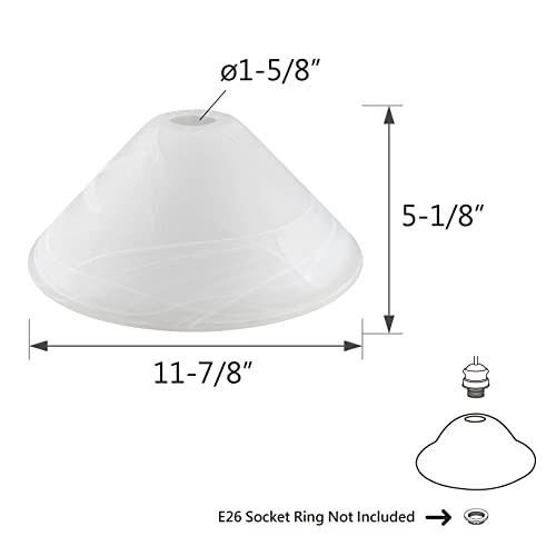 Aspen Creative 25302-64-1, Alabaster Glass Shade for Medium Base Socket Torchiere Lamp, Swag Lamp,Pendant, Island Fixture, 11-7/8" Diameter x 5-1/8" Height