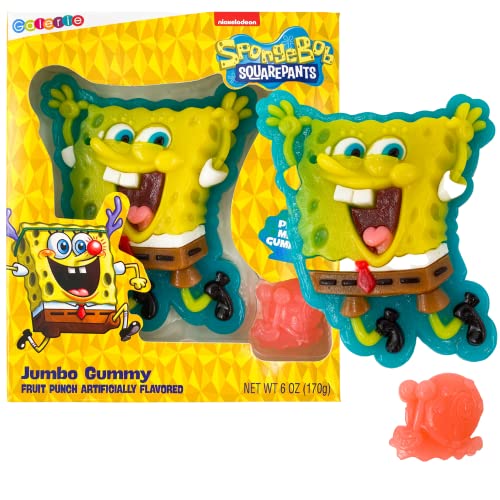 Spongebob Squarepants Gummy Candy with Mini Gary the Snail, Fruit Punch Flavored Party Favors, Christmas Gifts Stocking Stuffers for Kids, 6 Ounce