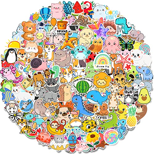 300pcs Water Bottle Stickers for Kids, Cute Vinyl Sticker for Laptop, Computer, Notebook, World of Animals Sticker Pack for Children