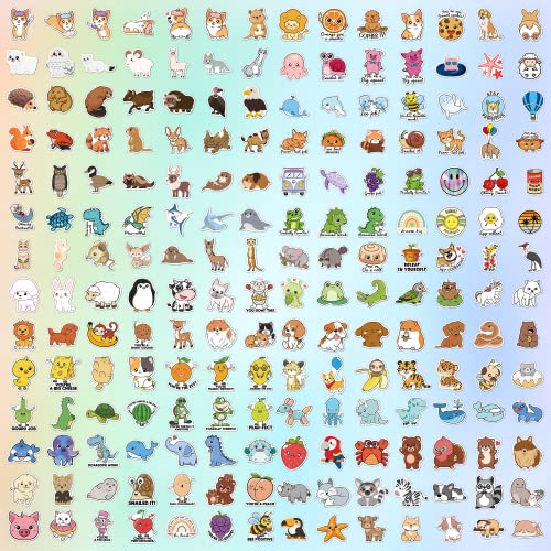 300pcs Water Bottle Stickers for Kids, Cute Vinyl Sticker for Laptop, Computer, Notebook, World of Animals Sticker Pack for Children