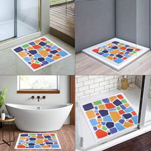 Darhoo Shower Mat Non Slip, 24 x 24 Inches Square Shower Floor Mats for Inside Showers, PVC Loofah Shower Bath Mat with Drainage Holes, Quick Dry Shower Anti Slip Stall Bathmat for Bathroom, Elderly