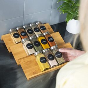 Green Stand Market - Spice Drawer Organizer Insert - Drawer Spice Rack Organizer - Fits 4" Deep Drawers - 13" Wide - Holds 20 to 30 Jars - 4-Tier Spice Organizer - Organization for Deep Drawers -