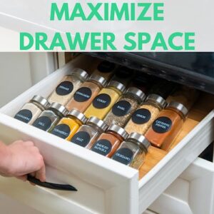 Green Stand Market - Spice Drawer Organizer Insert - Drawer Spice Rack Organizer - Fits 4" Deep Drawers - 13" Wide - Holds 20 to 30 Jars - 4-Tier Spice Organizer - Organization for Deep Drawers -