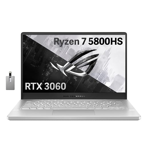 ASUS 2022 ROG Zephyrus 14" FHD 144Hz Gaming Laptop, AMD Ryzen 7-5800HS Processor, 16GB RAM, 512GB PCIe SSD, Backlit Keyboard, NVIDIA GeForce RTX 3060 Graphics, Windows 11, White, 32GB USB Card