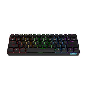 nacodex stk61 2.4ghz wireless/bluetooth/wired 60% mechanical keyboard | 1000mah ultra compact rainbow backlit gaming keyboard wired programmable for win/mac/pc gamer