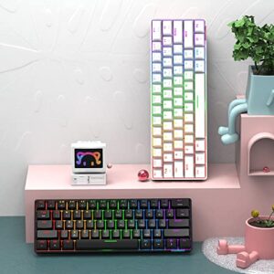 NACODEX STK61 2.4Ghz Wireless/Bluetooth/Wired 60% Mechanical Keyboard | 1000mAh Ultra Compact Rainbow Backlit Gaming Keyboard Wired Programmable for Win/Mac/PC Gamer