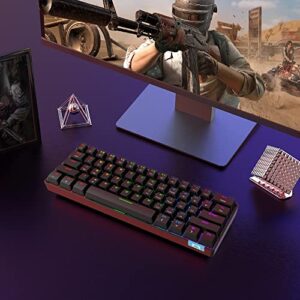 NACODEX STK61 2.4Ghz Wireless/Bluetooth/Wired 60% Mechanical Keyboard | 1000mAh Ultra Compact Rainbow Backlit Gaming Keyboard Wired Programmable for Win/Mac/PC Gamer