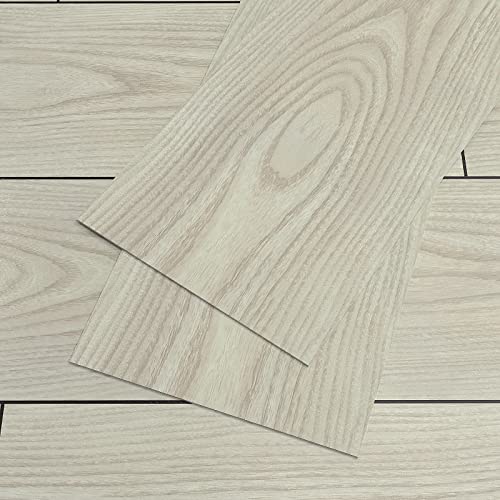 VEELIKE 6''x36'' Beige Grey Peel and Stick Floor Tile Waterproof Wood Vinyl Plank Flooring Self Adhesive Wood Vinyl Flooring Removable Laminate Flooring for Bathroom Bedroom Kitchen Fireplace 4-Pack