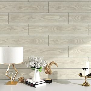 VEELIKE 6''x36'' Beige Grey Peel and Stick Floor Tile Waterproof Wood Vinyl Plank Flooring Self Adhesive Wood Vinyl Flooring Removable Laminate Flooring for Bathroom Bedroom Kitchen Fireplace 4-Pack