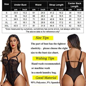 Avidlove One Piece Bodysuit for Women with Garter Belt Strappy Lingerie with Skull Print Teddy Sleepwear(Black, Small)