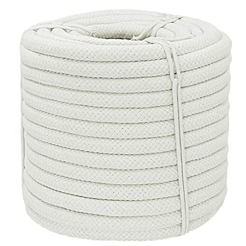 YUZENET Braided White Cotton Rope (5/8 inch x 100 ft) Natural Soft Utility Rope