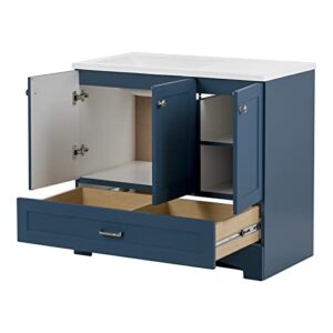 Spring Mill Cabinets Emlyn Bathroom Vanity with Sink, 18.75"D x 36.25"W x 32.89"H, Admiral Blue