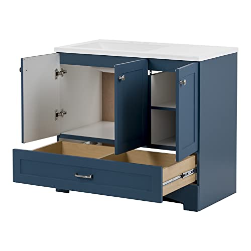 Spring Mill Cabinets Emlyn Bathroom Vanity with Sink, 18.75"D x 36.25"W x 32.89"H, Admiral Blue