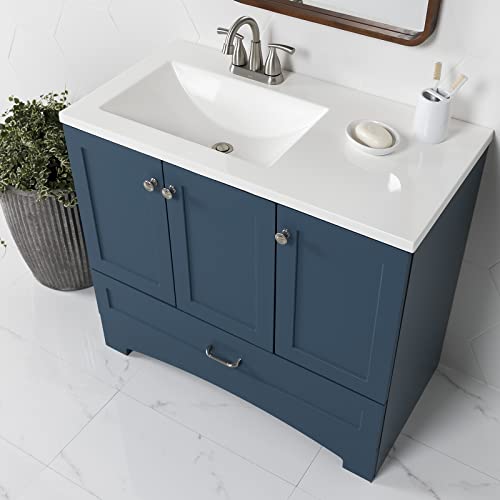 Spring Mill Cabinets Emlyn Bathroom Vanity with Sink, 18.75"D x 36.25"W x 32.89"H, Admiral Blue