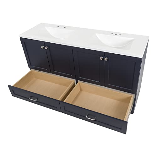 Spring Mill Cabinets Emlyn Bathroom Vanity with Sink, Deep Blue